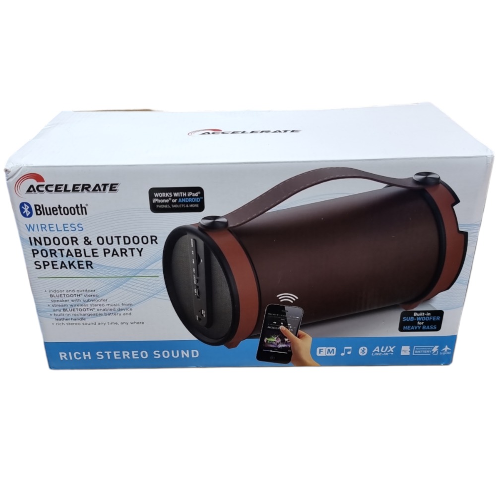 Pre-owned accelerate indoor & outdoor portable party speaker - Own4Less